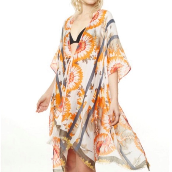 Swim | Nwt Orange Tropical Design Cover Up | Poshmark